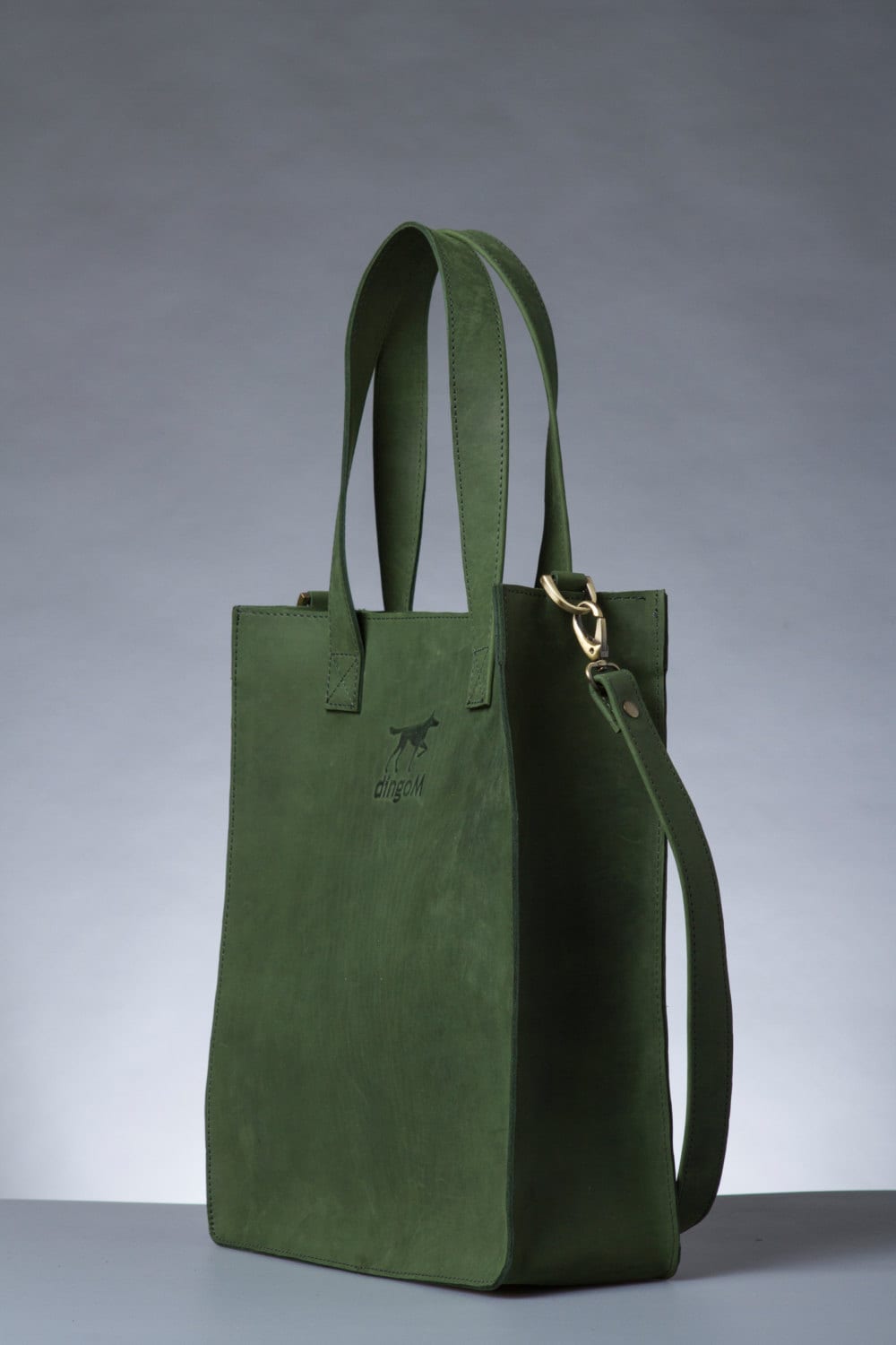 Green leather crossbody tote bag leather handbag green | Etsy