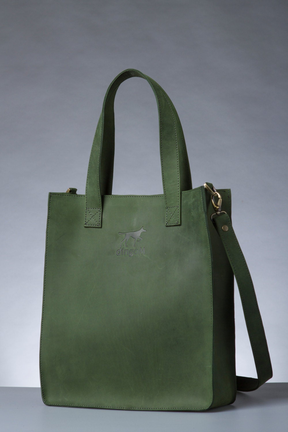 Green leather crossbody tote bag leather handbag green | Etsy