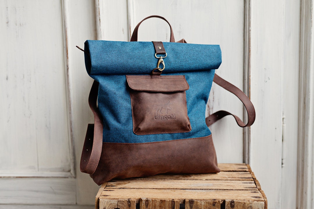 Leather Canvas Backpack for Women, Canvas Backpack, Leather Rucksack ...