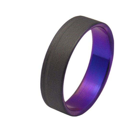 Titanium Ring With Crushed Amethyst Inlay Purple Amethyst - Etsy