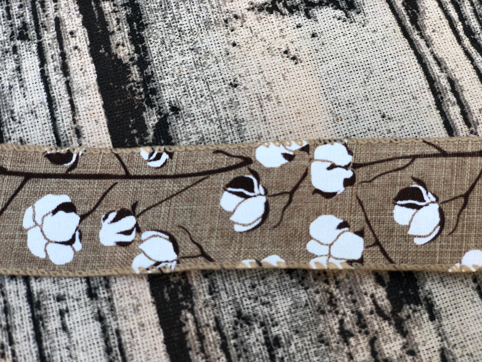 Cotton Boll Ribbon / Cotton Blossom Ribbon / Wired Ribbon / - Etsy