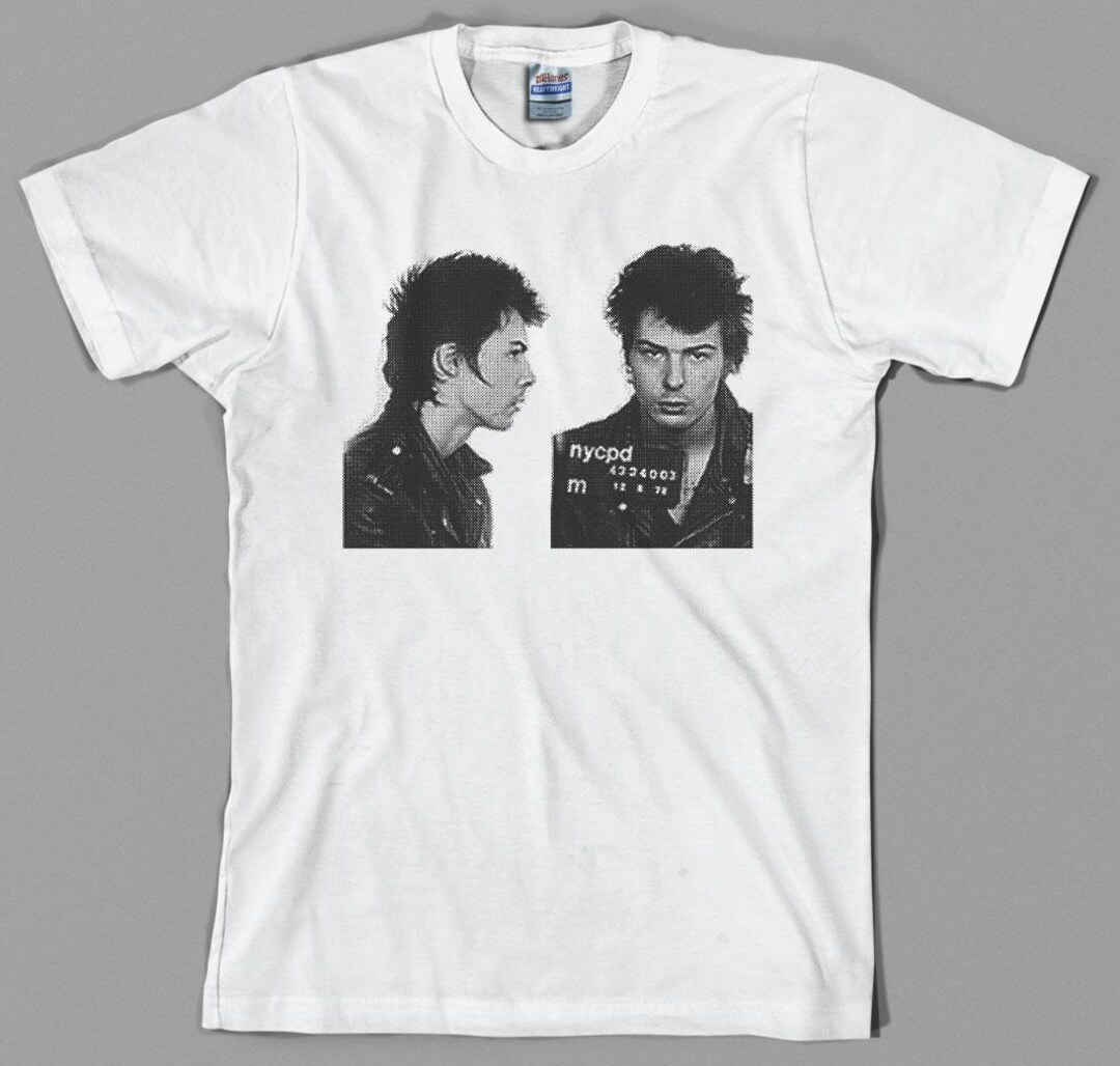 Sid Vicious Mugshot T Shirt - Punk, Rock, 70s, Ramones, Clash, Damned, Uk, Murder, Crime ...