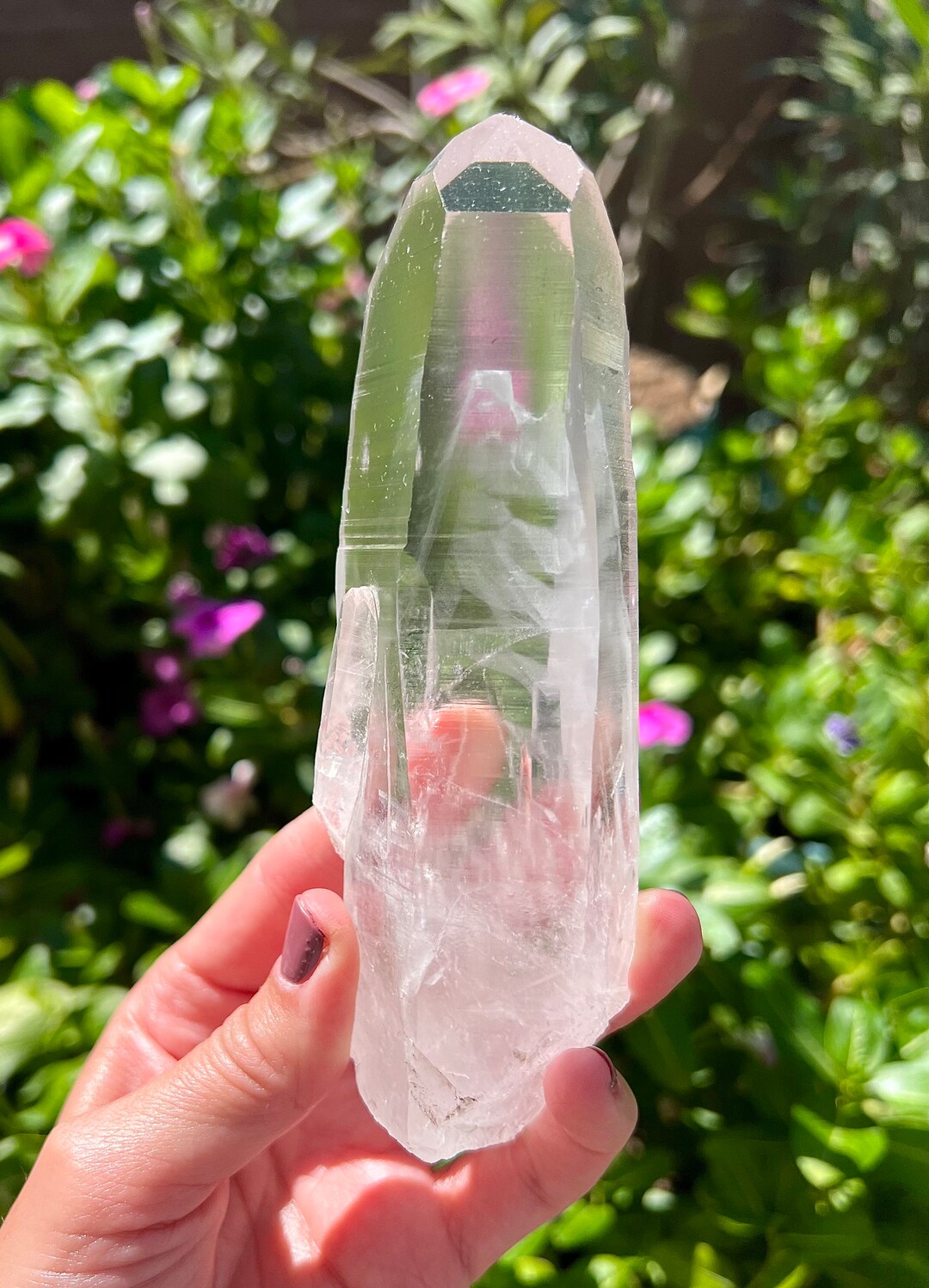 5.8” VERY Rare 3D Phantom Lemurian Quartz Point With Linear Ridges ...