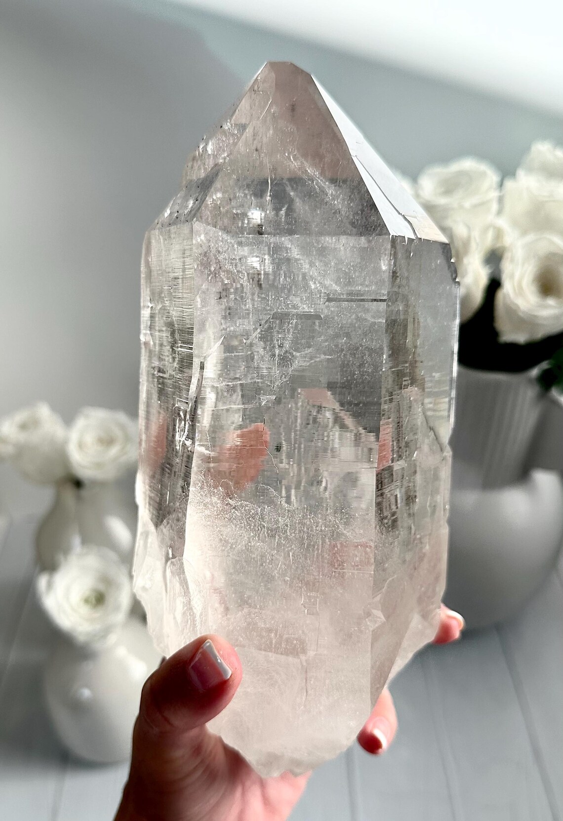 8.8” , 2.46kg Himalayan Quartz Point With Incredible Etchings, Trigonic ...