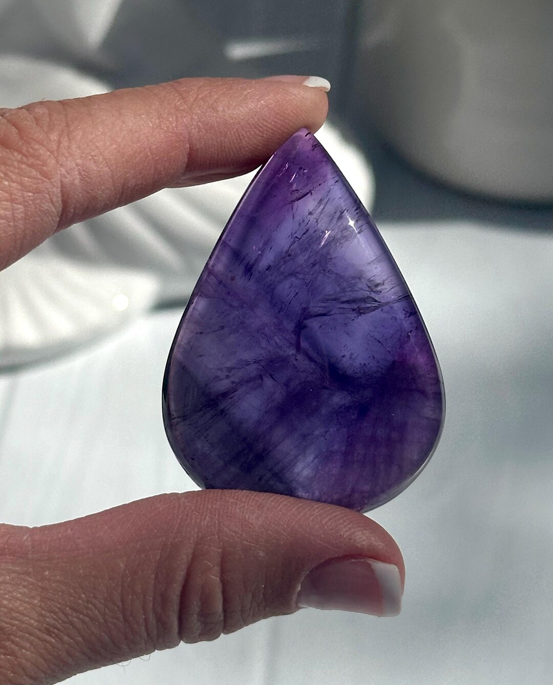 2.0” Deep Purple Phantom Amethyst Tear Drop - Brazil - Etsy