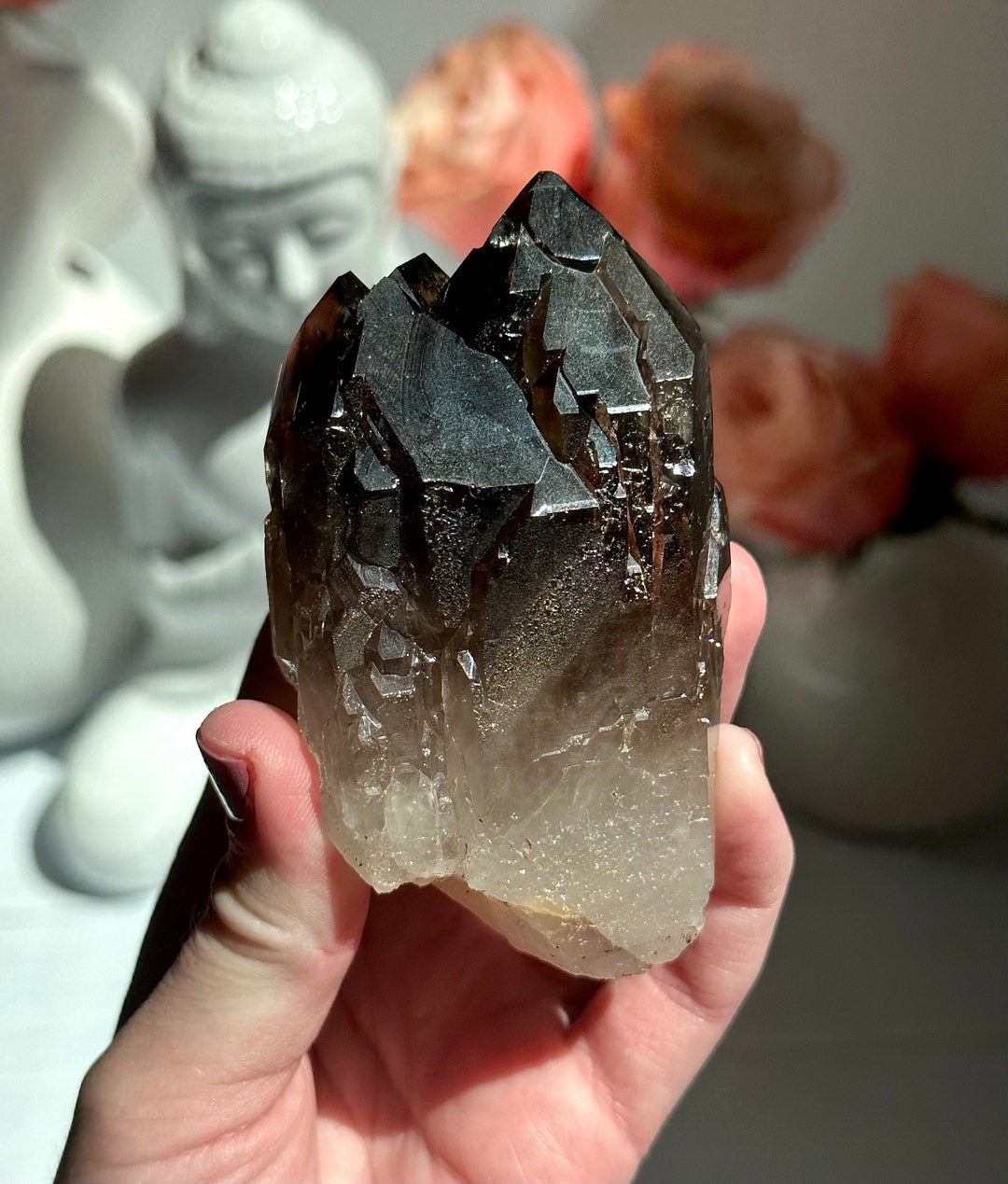 3.5” RARE Smoky Quartz With Companion Elestial Crystal - Malawi - Etsy