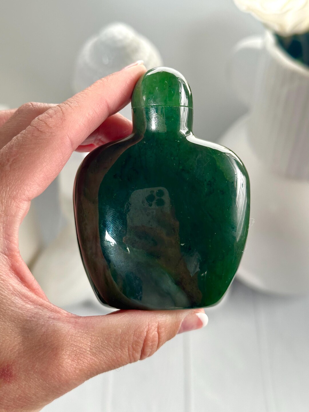 3.3” Nephrite Jade Perfume/potion Bottle Carving - British Colombia ...