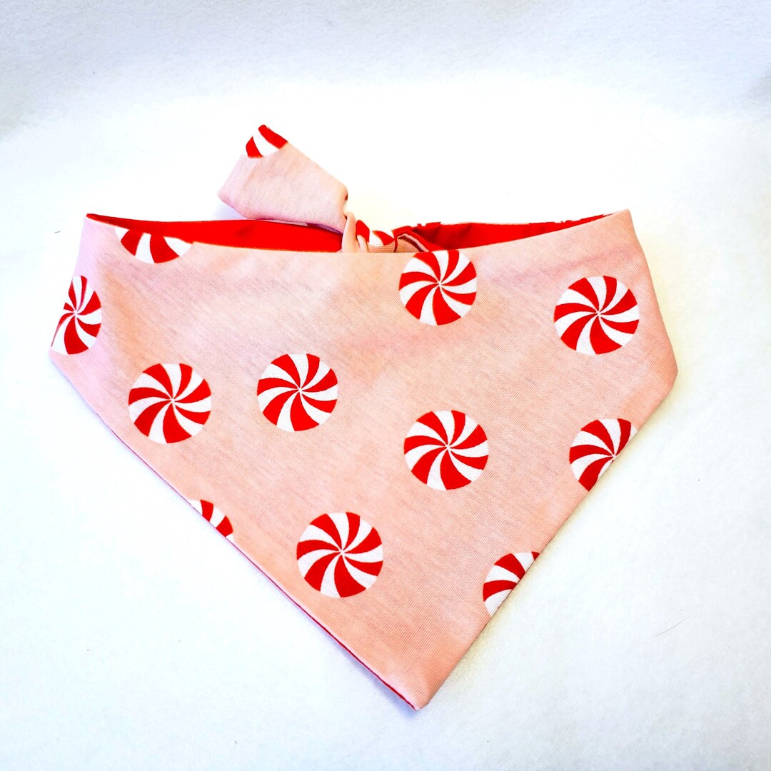 Christmas Dog Bandana, Peppermint Christmas Dog Bandana, Winter Tie on ...
