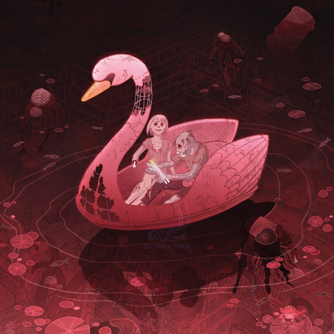 Swan Boat Zombie Proposal Poster Print - Etsy