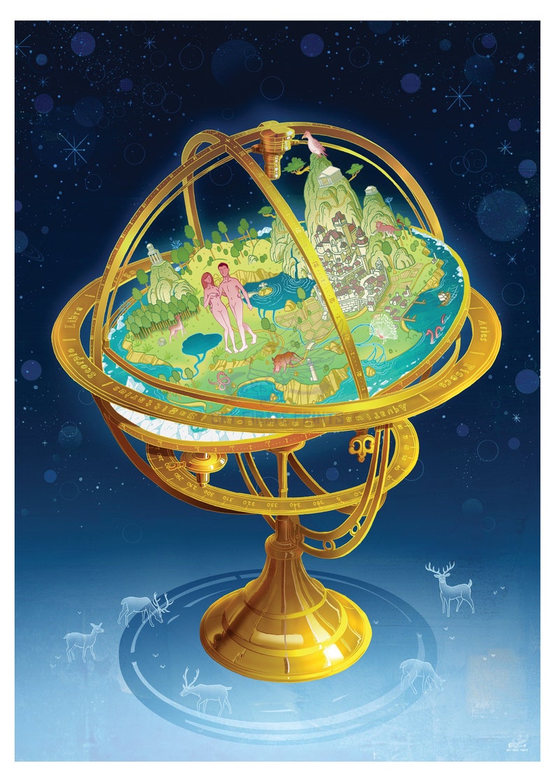 Flat Earth Armillary Sphere Print - A2/16.5x23.6" Poster - Etsy