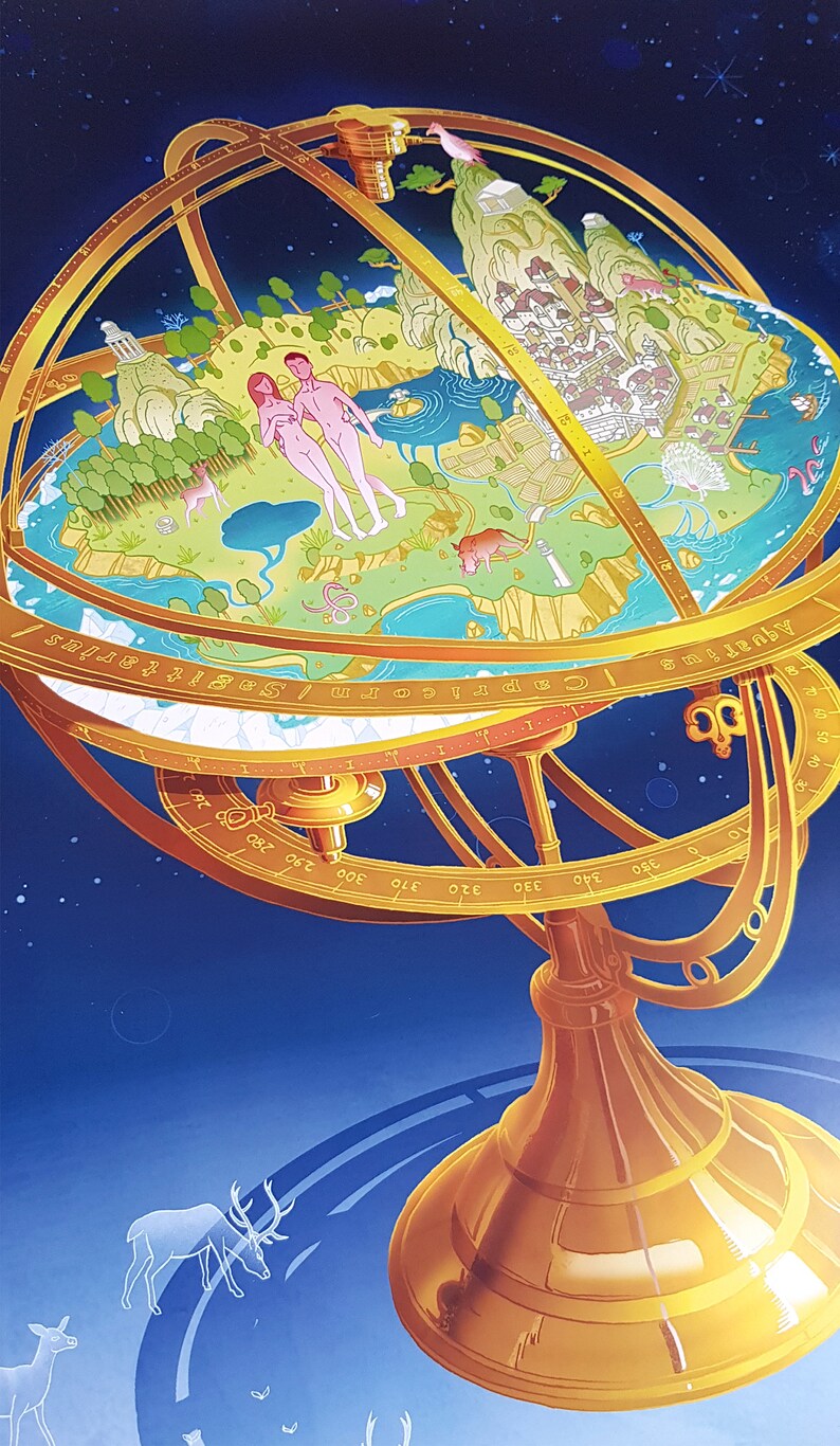 Flat Earth Armillary Sphere Print - A2/16.5x23.6" Poster - Etsy