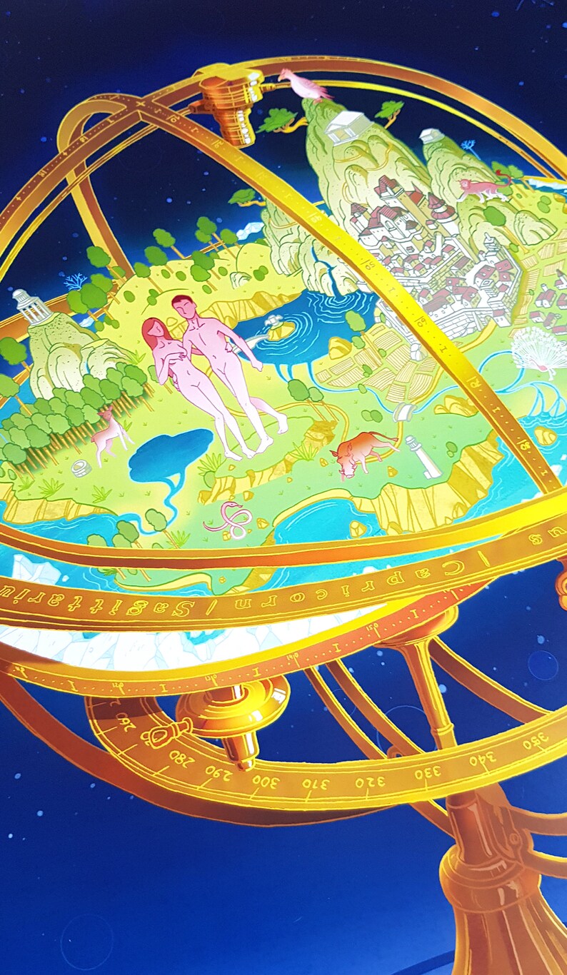 Flat Earth Armillary Sphere Print - A2/16.5x23.6" Poster - Etsy