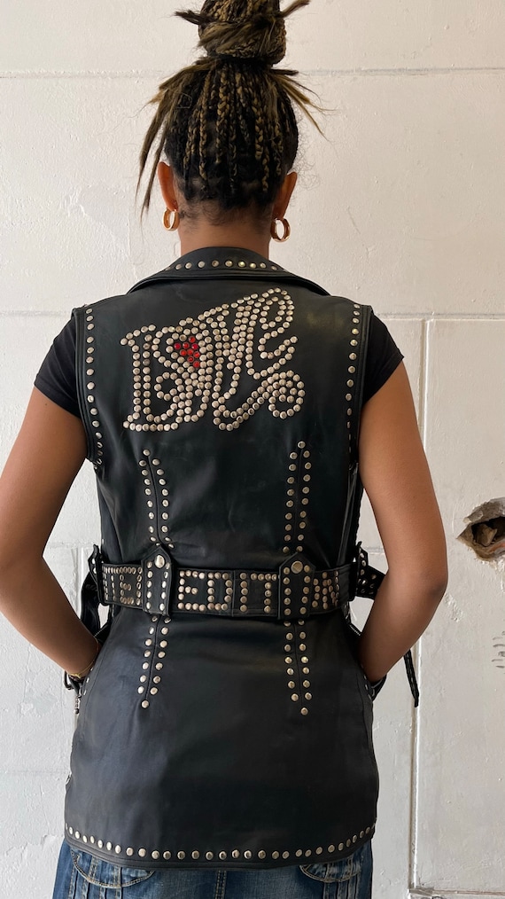 Punk leather studded vest - Gem