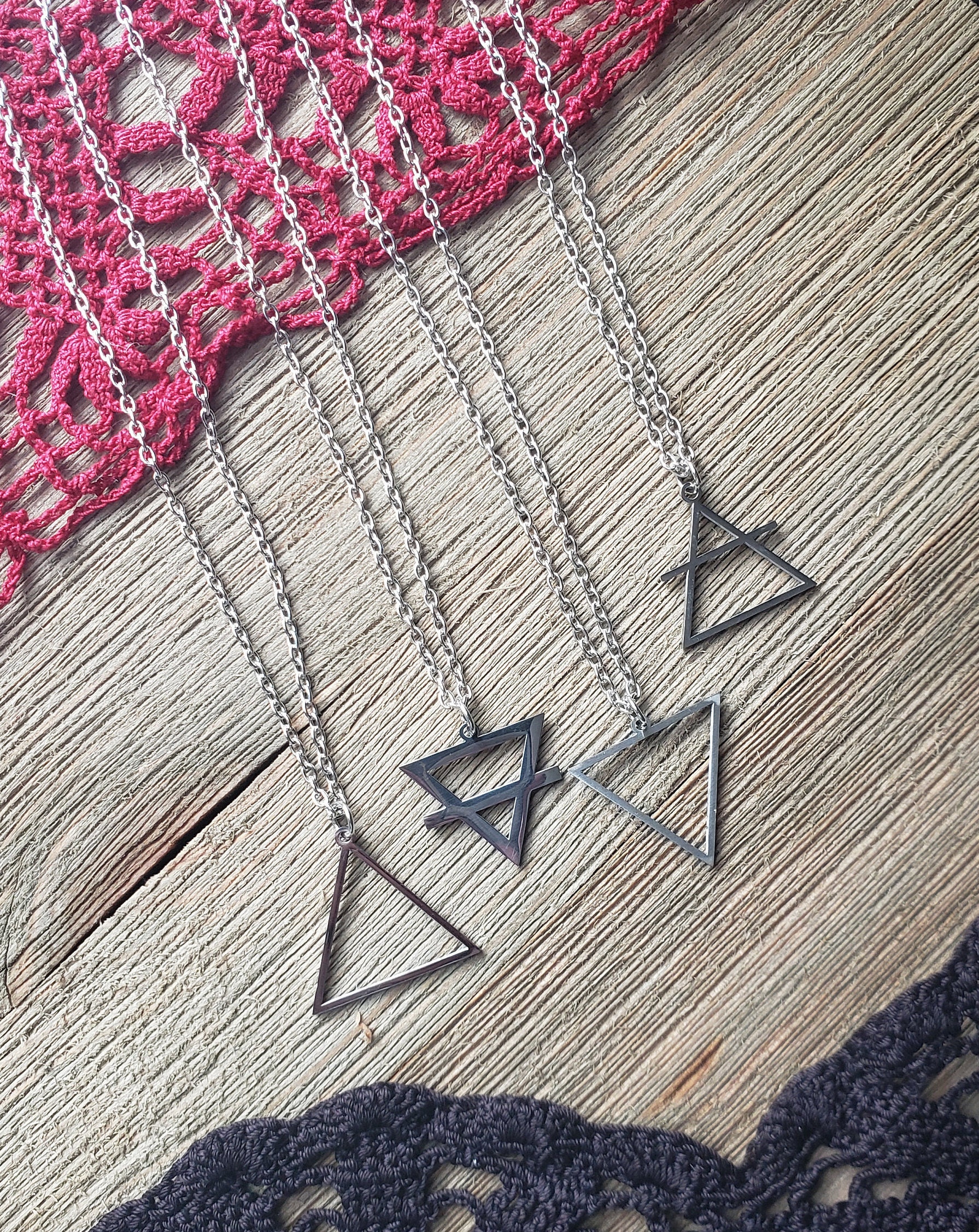 Occult Symbol Air Fire Water Earth Element Triangle Necklace Esoteric ...