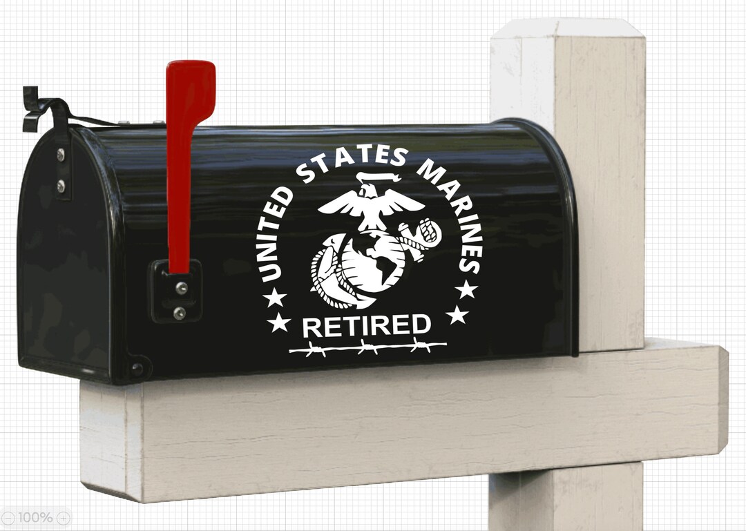 MAILBOX COVER Marine Corps Retired -2 Vinyl USMC Logo Decals - United ...