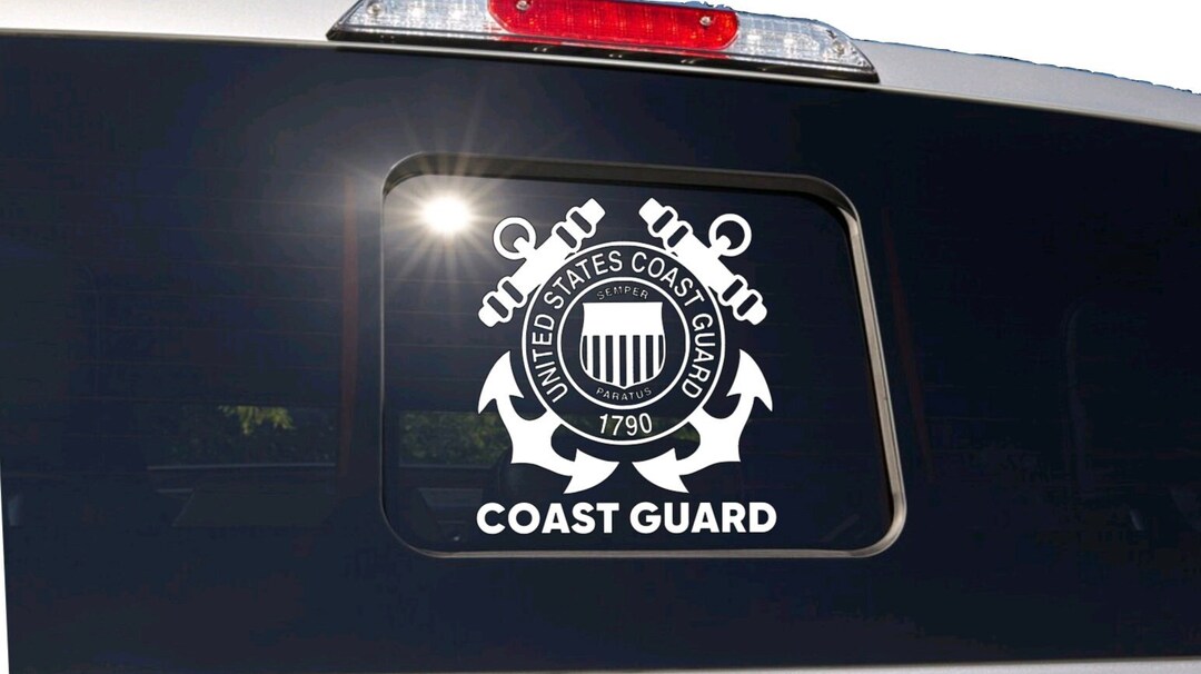 US COAST GUARD Logo - Truck Slide Window Decal - Uscg Retired Veteran ...