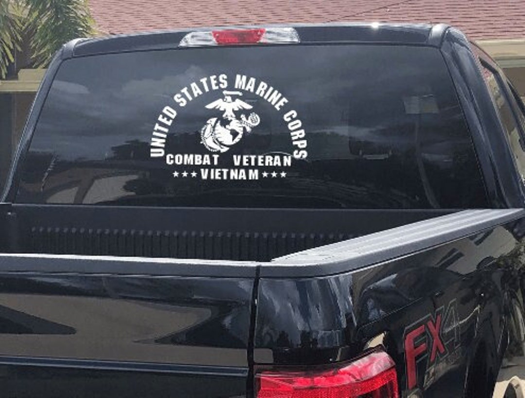 TRUCK DECAL USMC United States Marine Corps Vietnam Veteran Large 10 ...