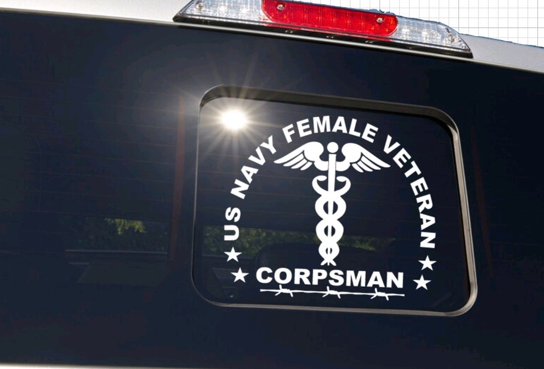 US NAVY Female Veteran Corpsman - Truck Slide Window Decal - USN United ...