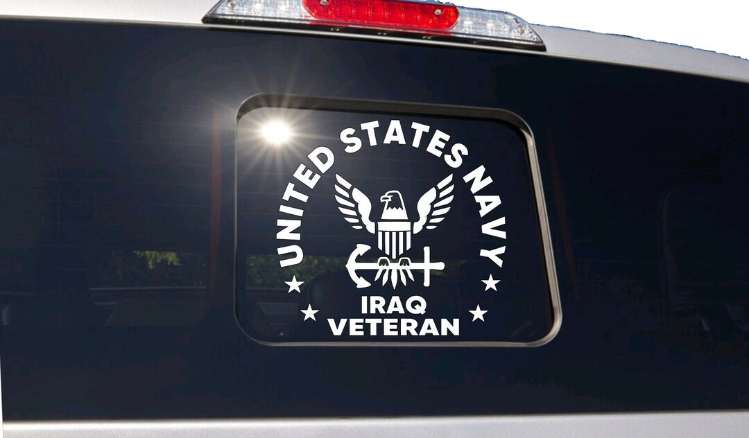 US NAVY Iraq Veteran - Truck Slide Window Decal - USN United States ...