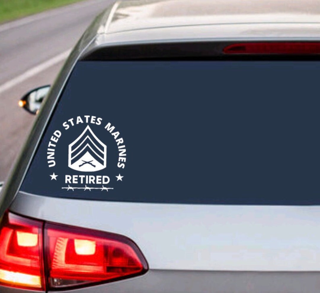 MARINE CORPS Decal - Veteran Sergeant Retired - USMC - Military Armed ...