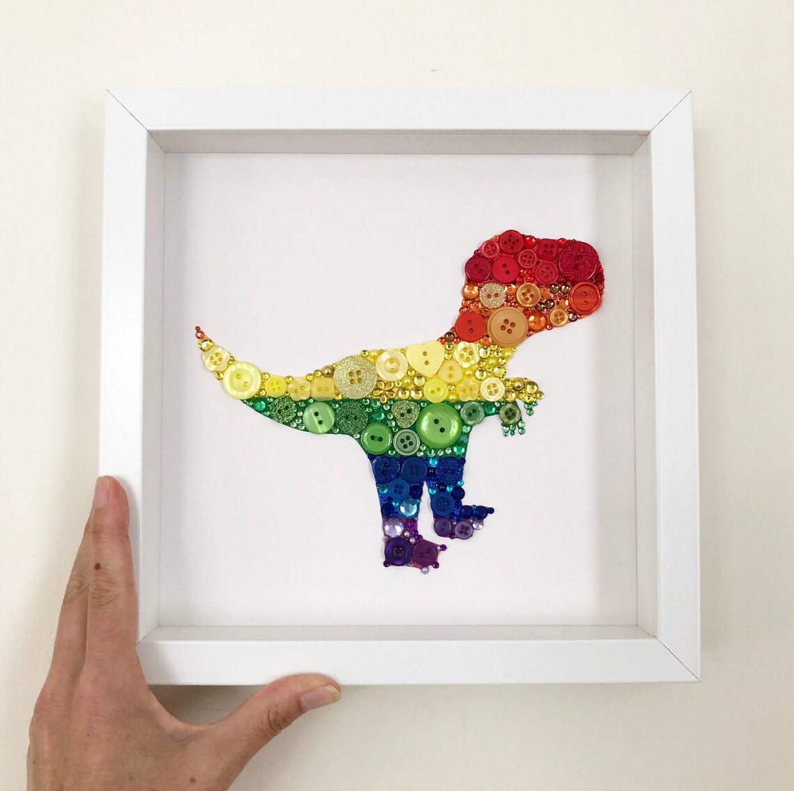 Personalised Dinosaur Frame T-rex Button Art Dino Nursery - Etsy