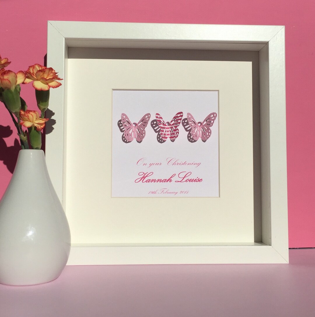 Personalised Framed Pink Butterfly Nursery Art, Perfect New Baby Girl ...