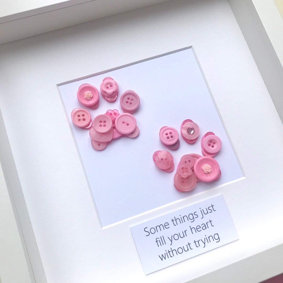 Personalised Cat Lover Button Art Button Art Paw Prints Paw Print Wall ...