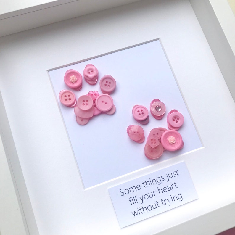 Personalised Dog Lover Button Art - Button Art Paw Prints - Paw Print ...