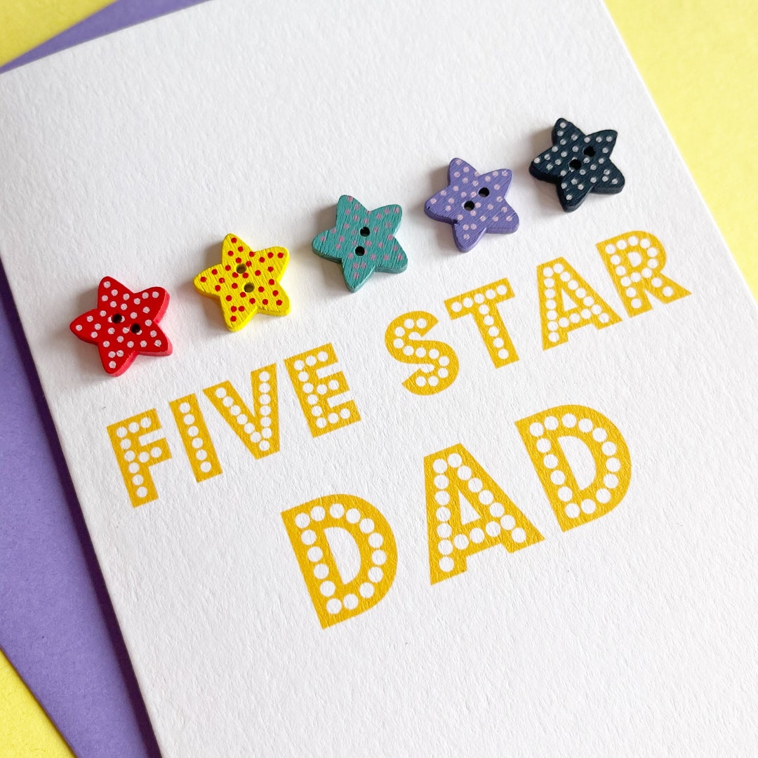 Five Star Dad Handmade 3D Card, Father's Day Card A6, 3D Birthday Card ...