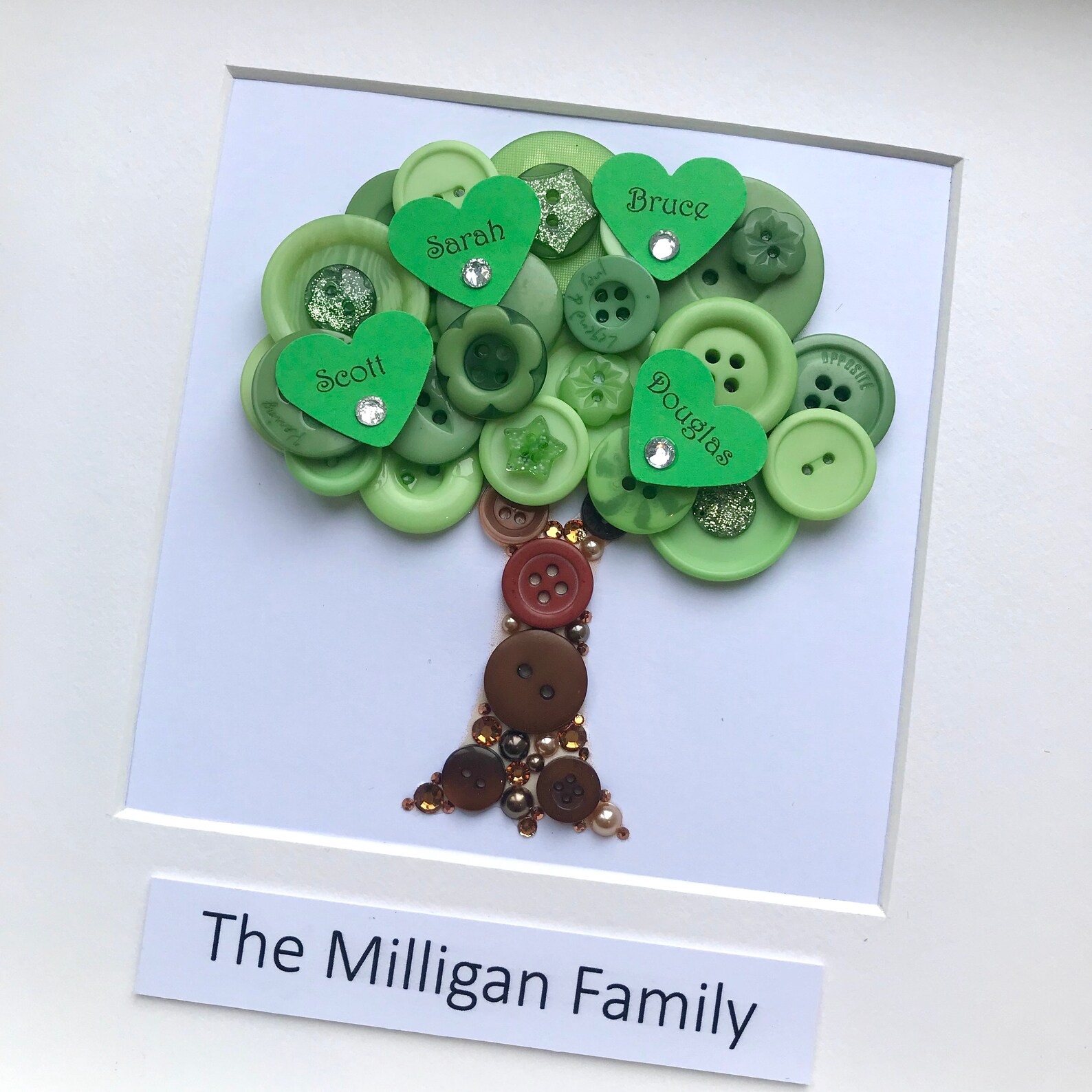 Framed FAMILY TREE Button Art - Etsy