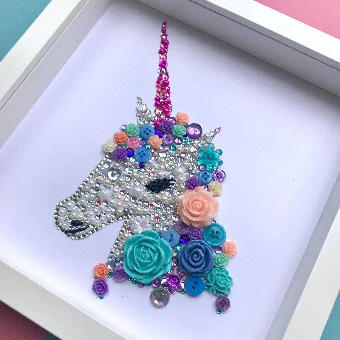 Unicorn Framed Button Art Unicorn Nursery Decor - Etsy