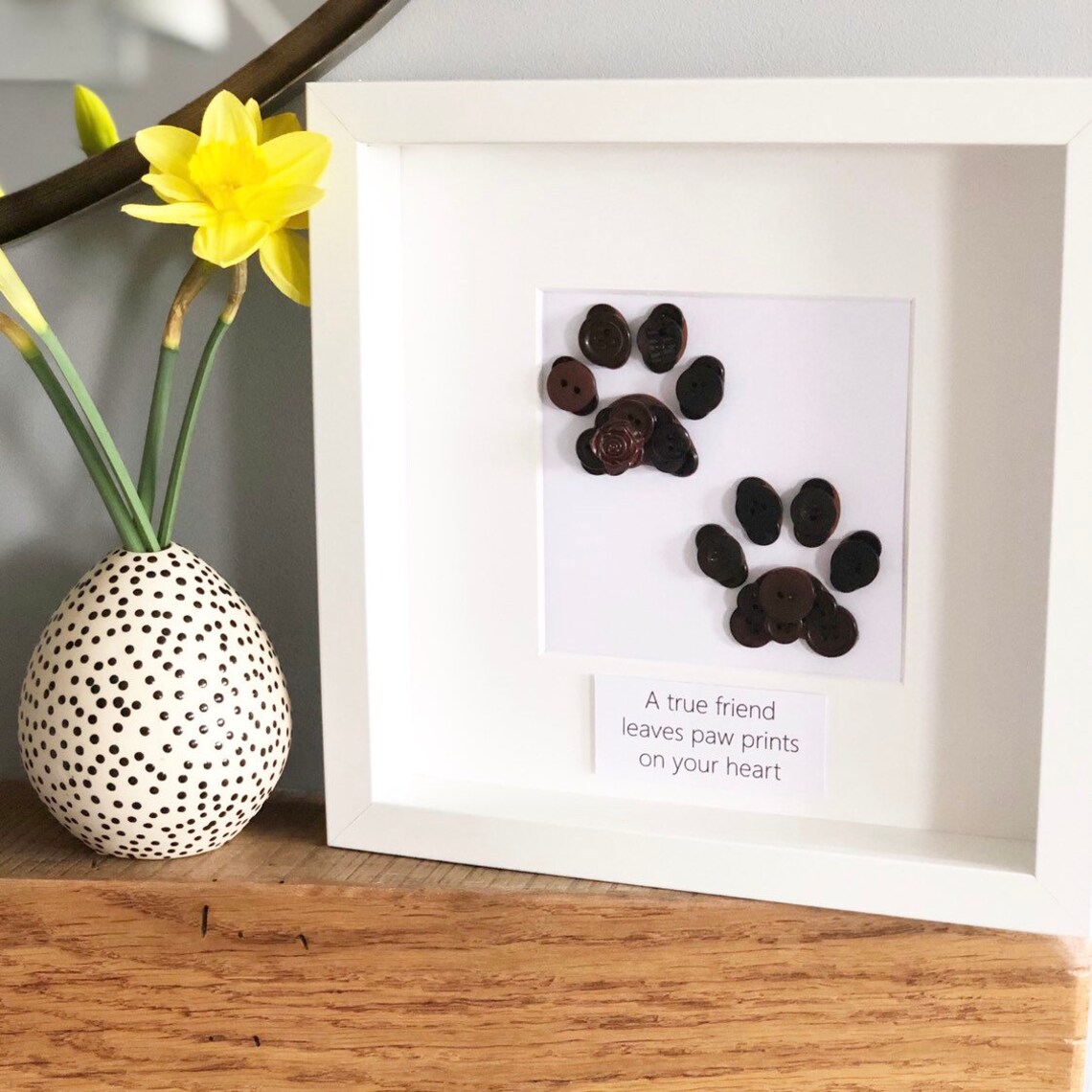 Personalised Dog Lover Button Art - Button Art Paw Prints - Paw Print ...