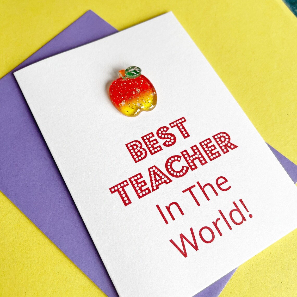 Best Teacher In The World Handmade Card A6 3D Card for | Etsy