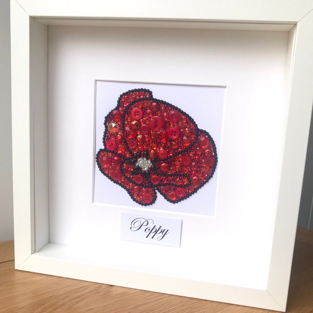 Personalised Poppy Button Artwork, Unique Floral Art - Etsy