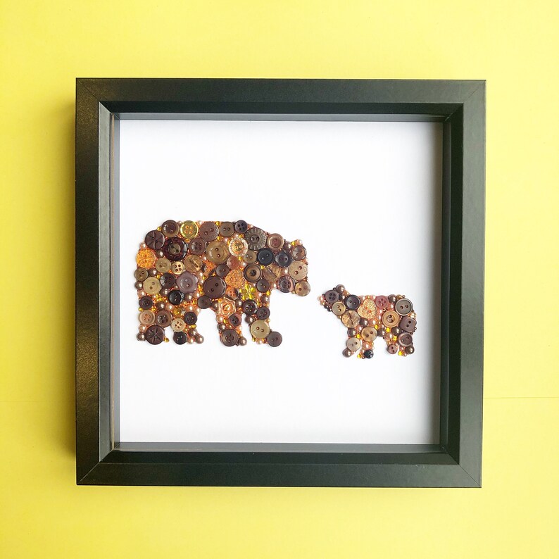 Mother's Day Mama Bear Button Art, Bear Cub Artwork, Mummy and Baby ...