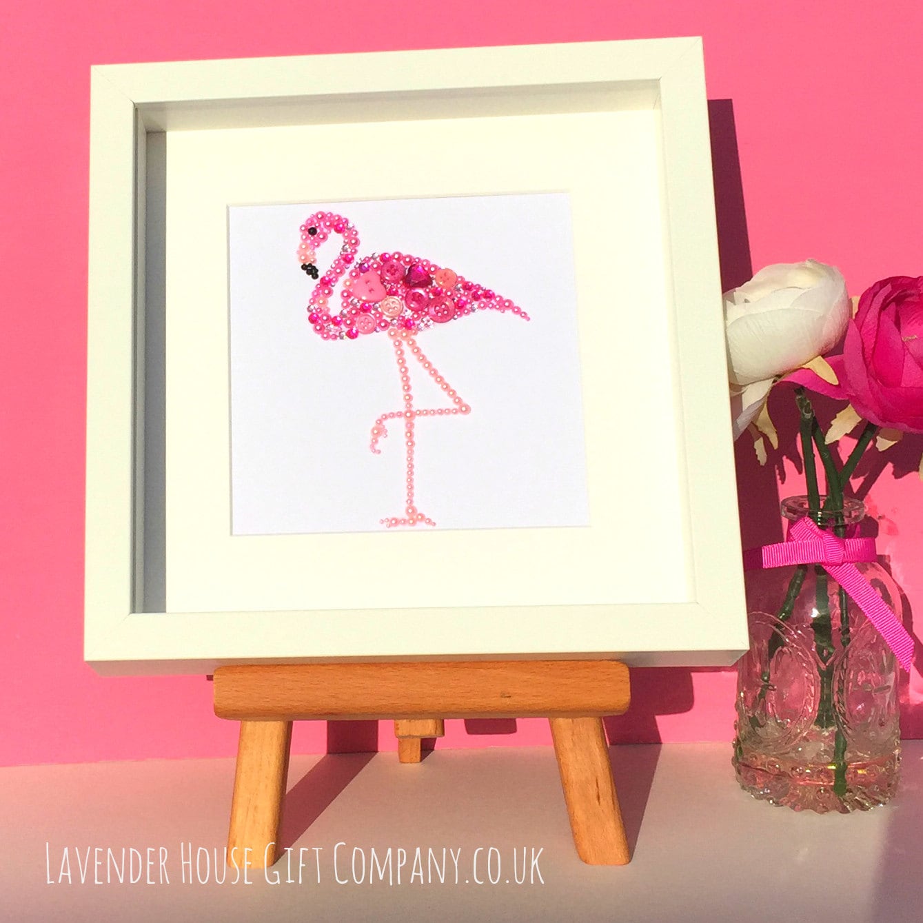 Personalised Sparkly Pink FLAMINGO Artwork - Pink Nursery Art - Gift ...