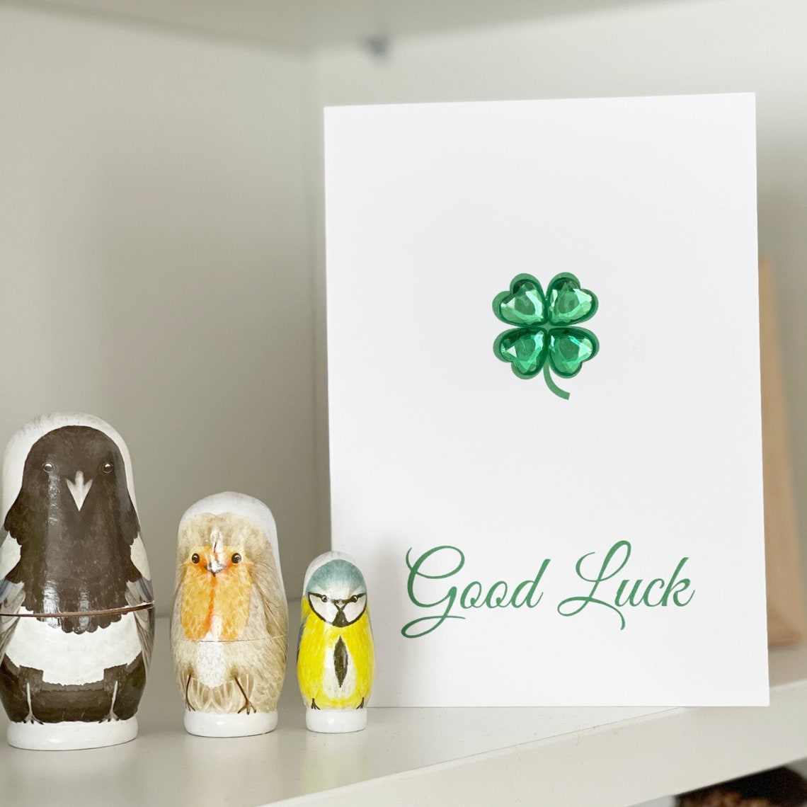 Handmade Good Luck Card, 4 Leaf Clover Card, Four Leaf Clover, Lucky ...