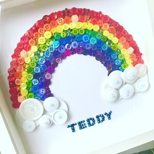 Gorgeous Framed Rainbow Button Art, Rainbow Wall Art, Colourful Nursery ...