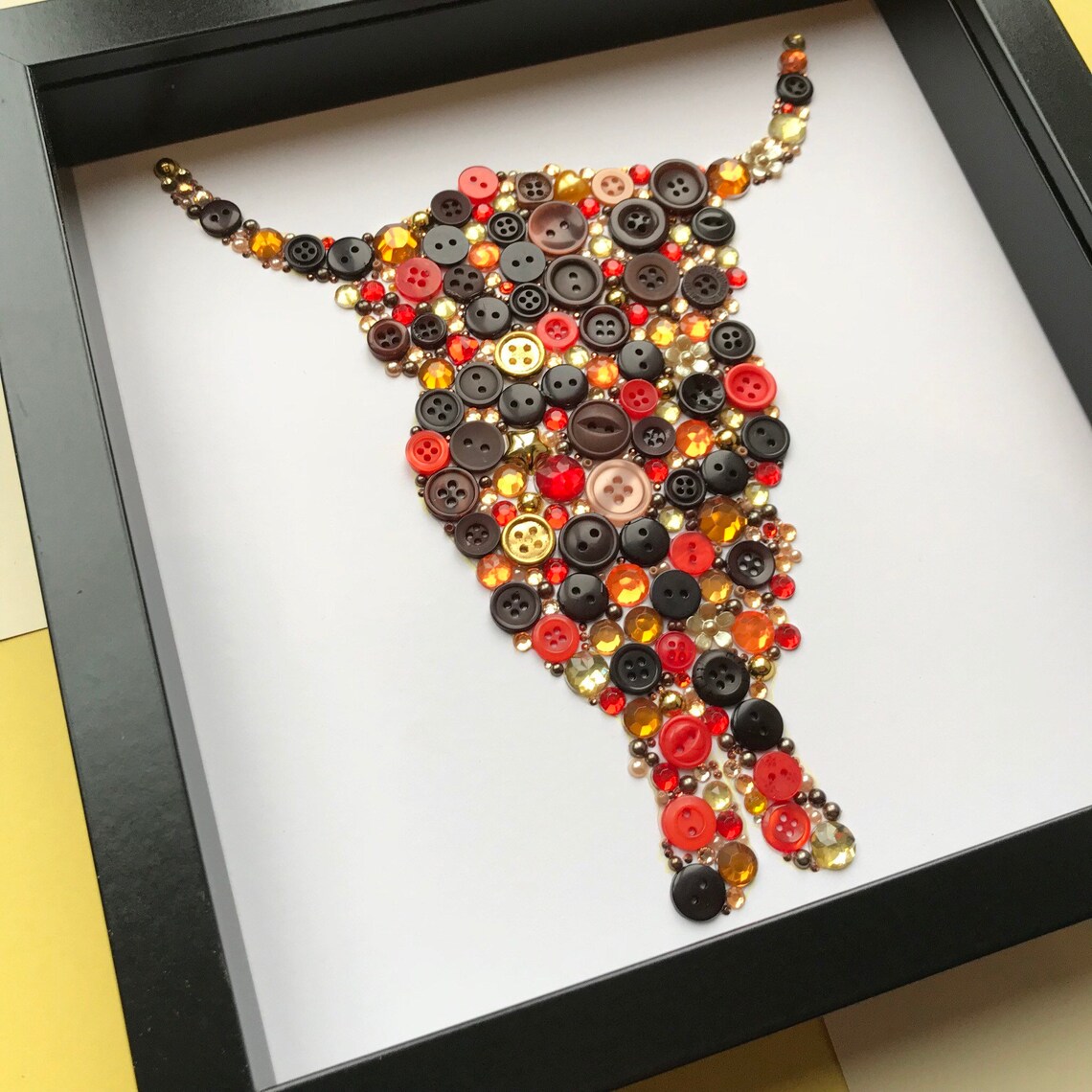 Highland Cow Button Artwork Rustic Scottish Cow Wall Art | Etsy