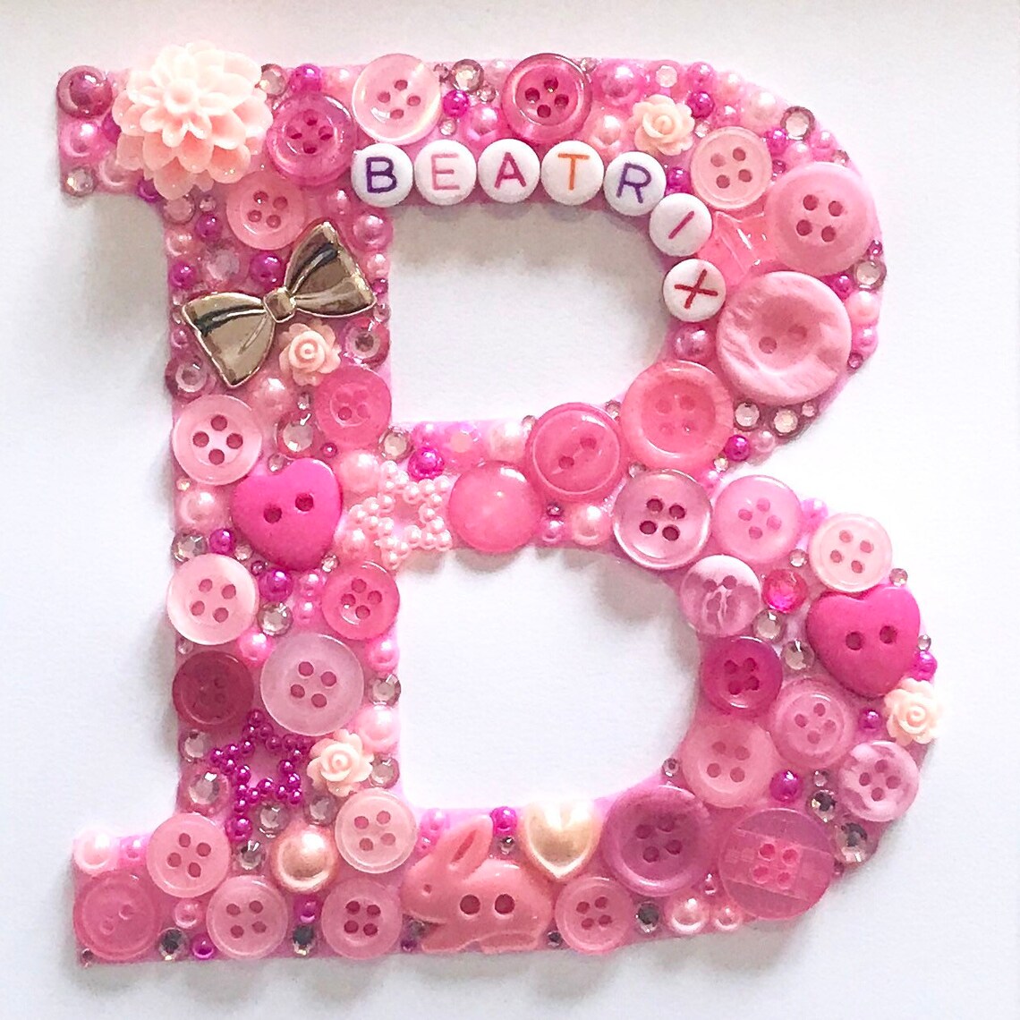 Personalised Initial Letter Button Art Frame Monogram | Etsy