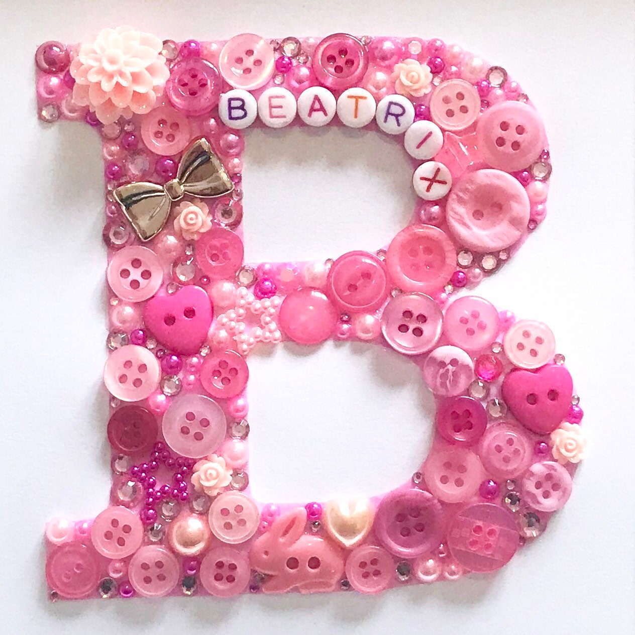 Personalised Initial Letter Button Art Frame Monogram | Etsy