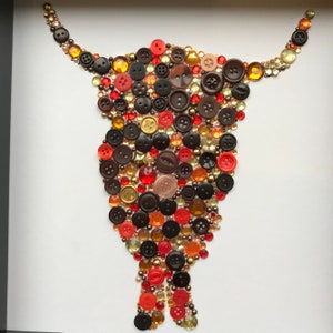 Highland Cow Button Artwork, Rustic Scottish Cow Wall Art, Farmhouse ...