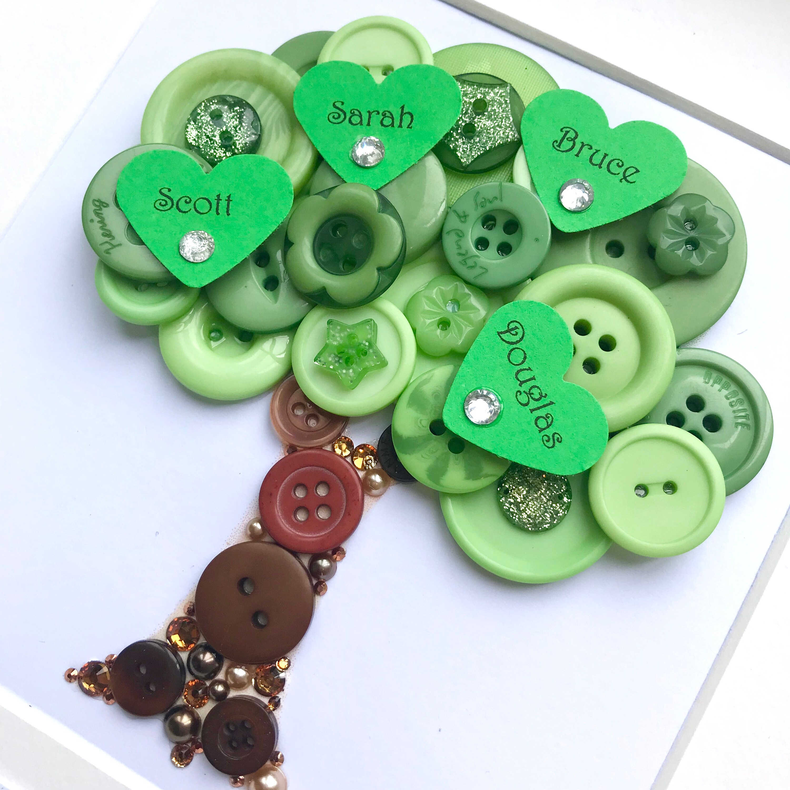 Framed FAMILY TREE Button Art - Etsy