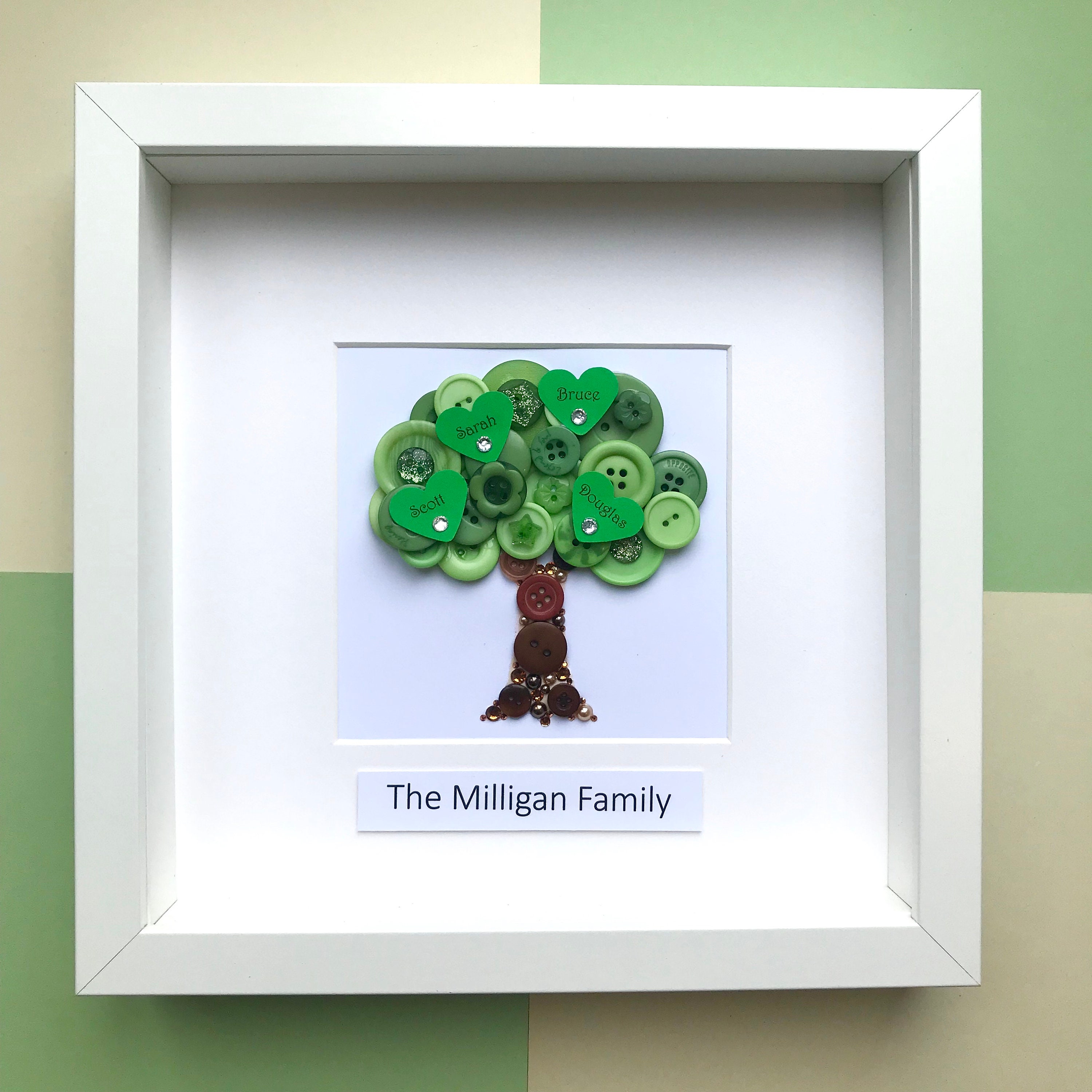 Framed FAMILY TREE Button Art - Etsy