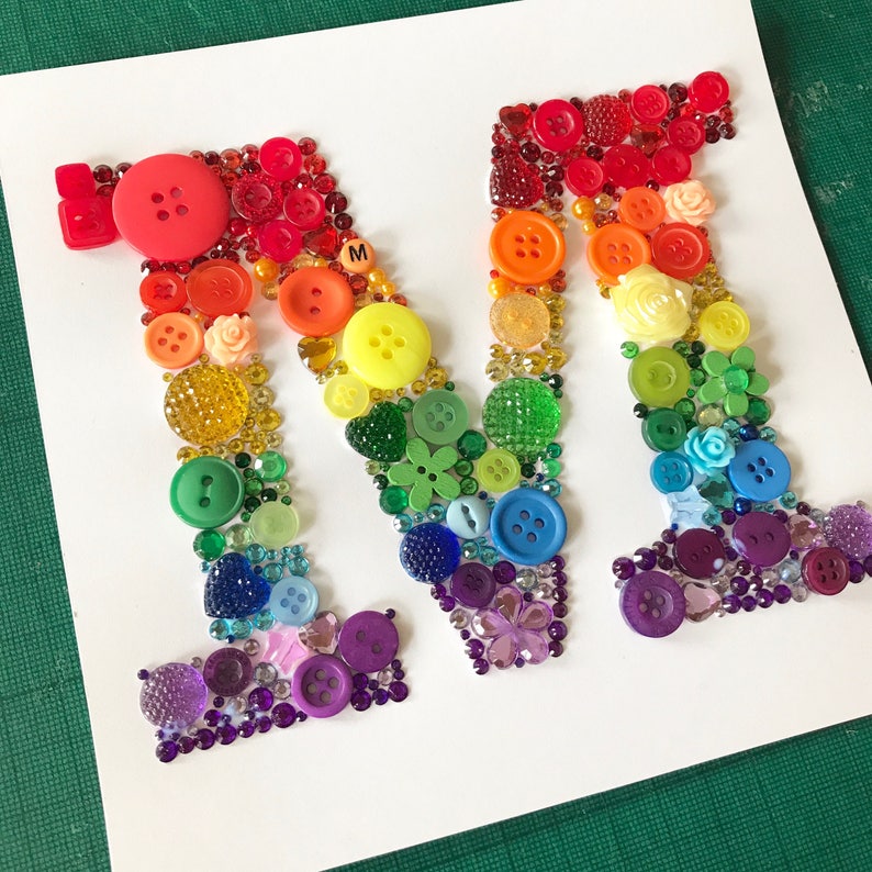 Personalised Initial Letter Button Art Frame Monogram | Etsy