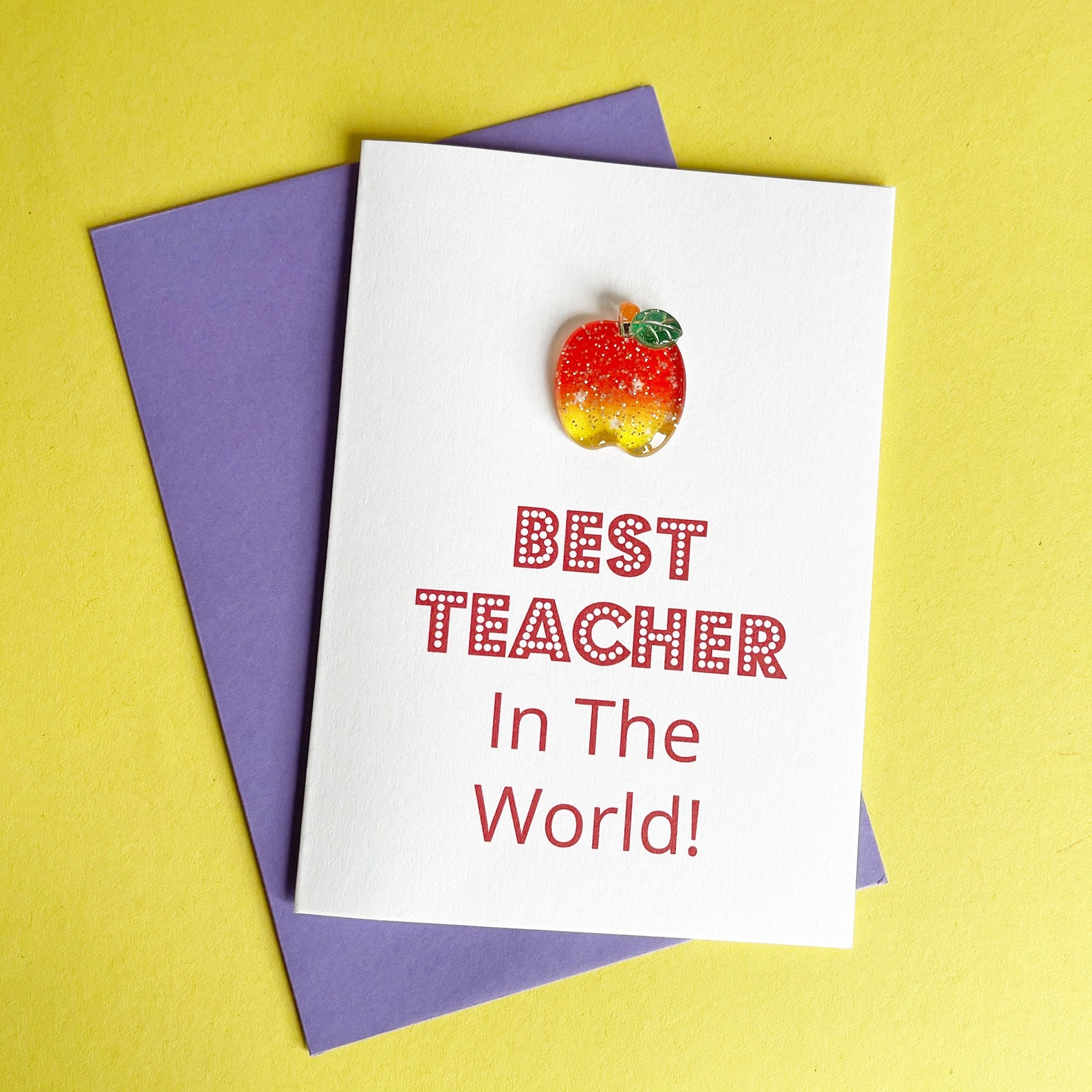 Best Teacher In The World Handmade Card A6 3D Card for | Etsy