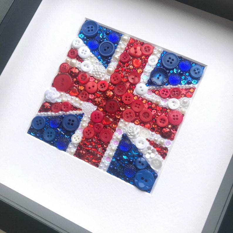 Union Jack framed button art perfect office wall decor | Etsy