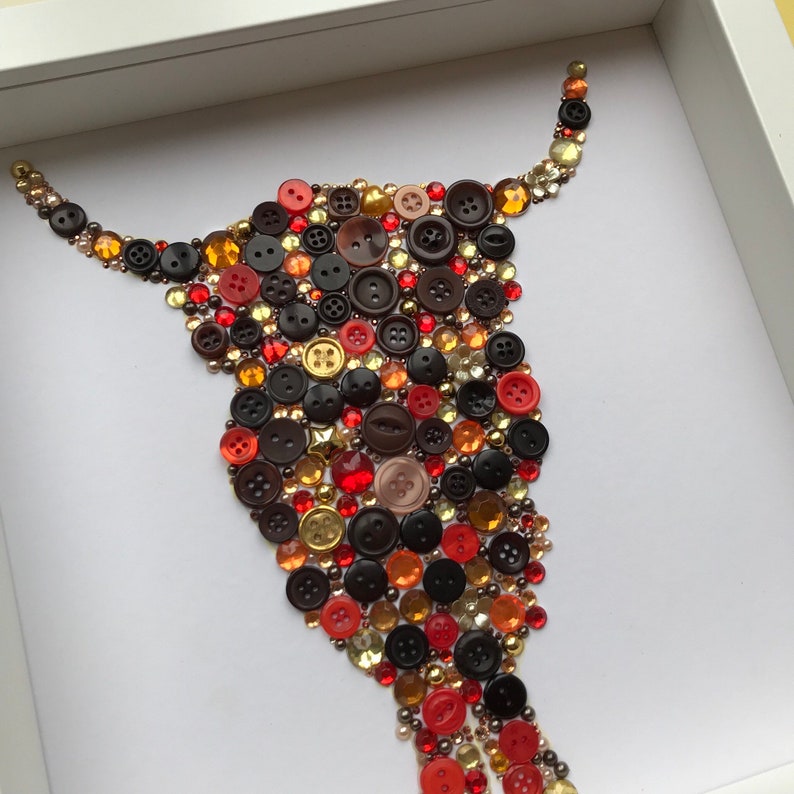 Highland Cow Button Artwork Rustic Scottish Cow Wall Art - Etsy