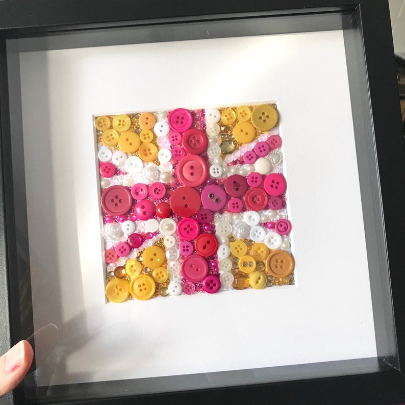 Union Jack framed button art perfect office wall decor | Etsy