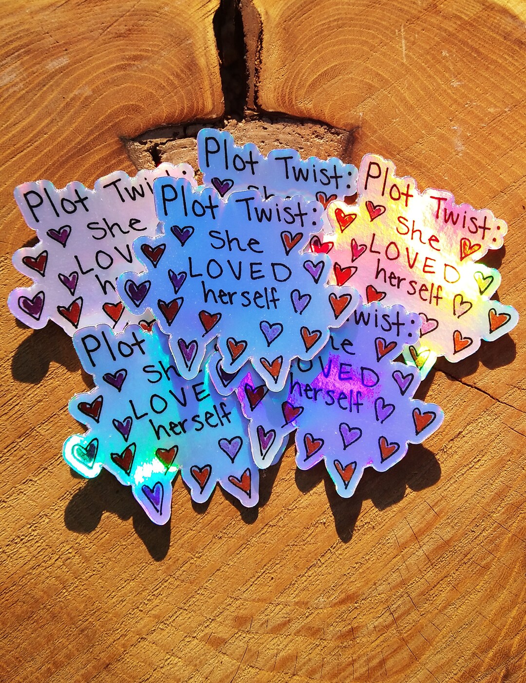 Holographic Plot Twist: She Loved Herself Sticker, Vinyl Water Bottle ...